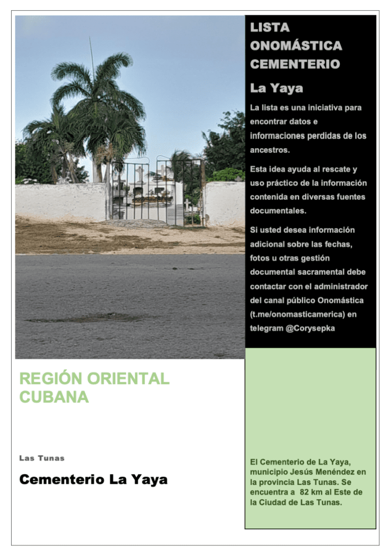 Lista Onomastica: Cemeteries - Cuba Research Project