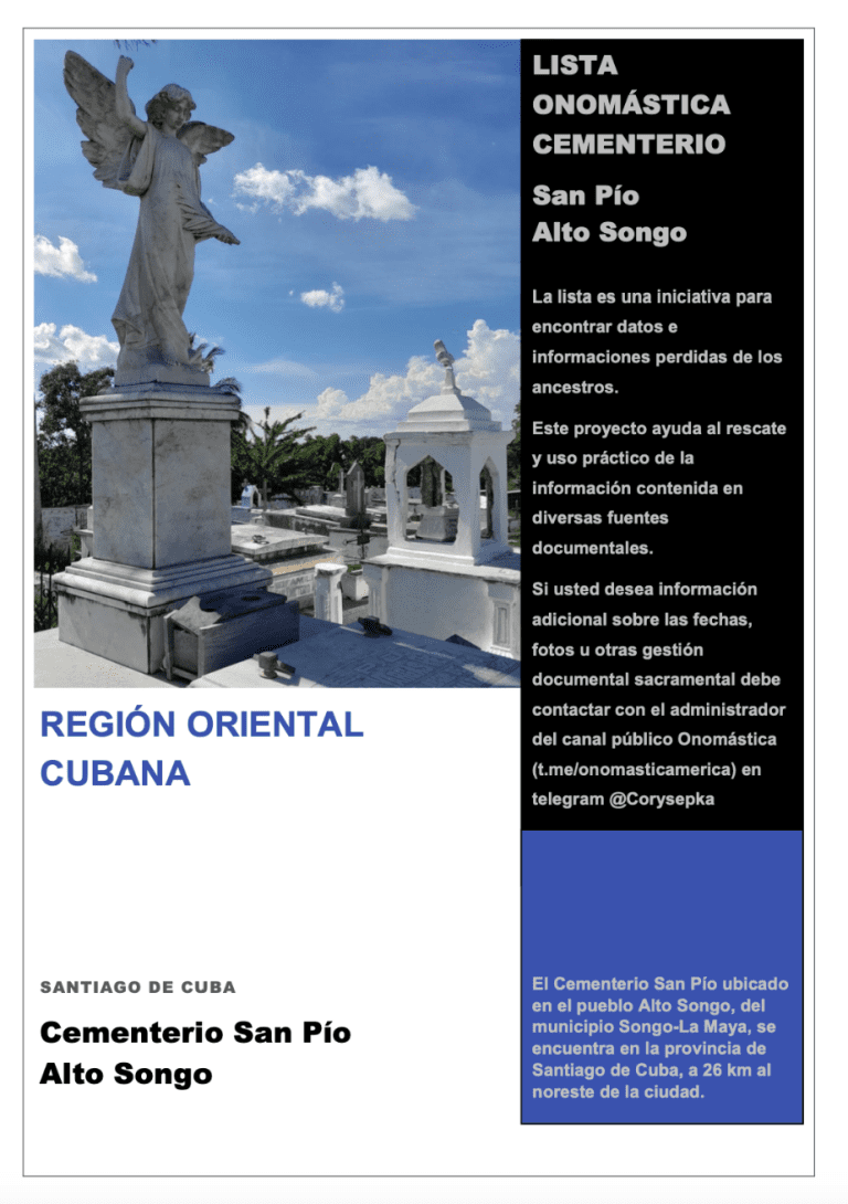 Lista Onomastica: Cemeteries - Cuba Research Project