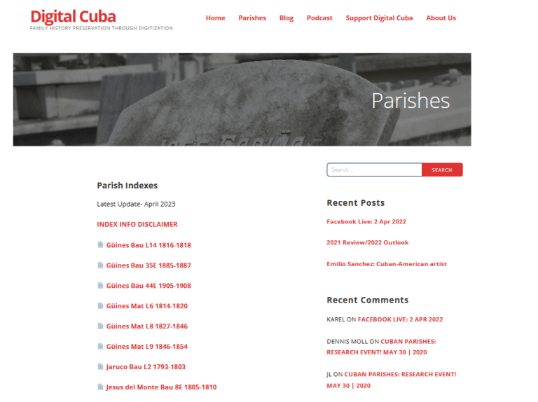 Registros Parroquiales Cubanos - DigitalCuba - Cuba Research Project