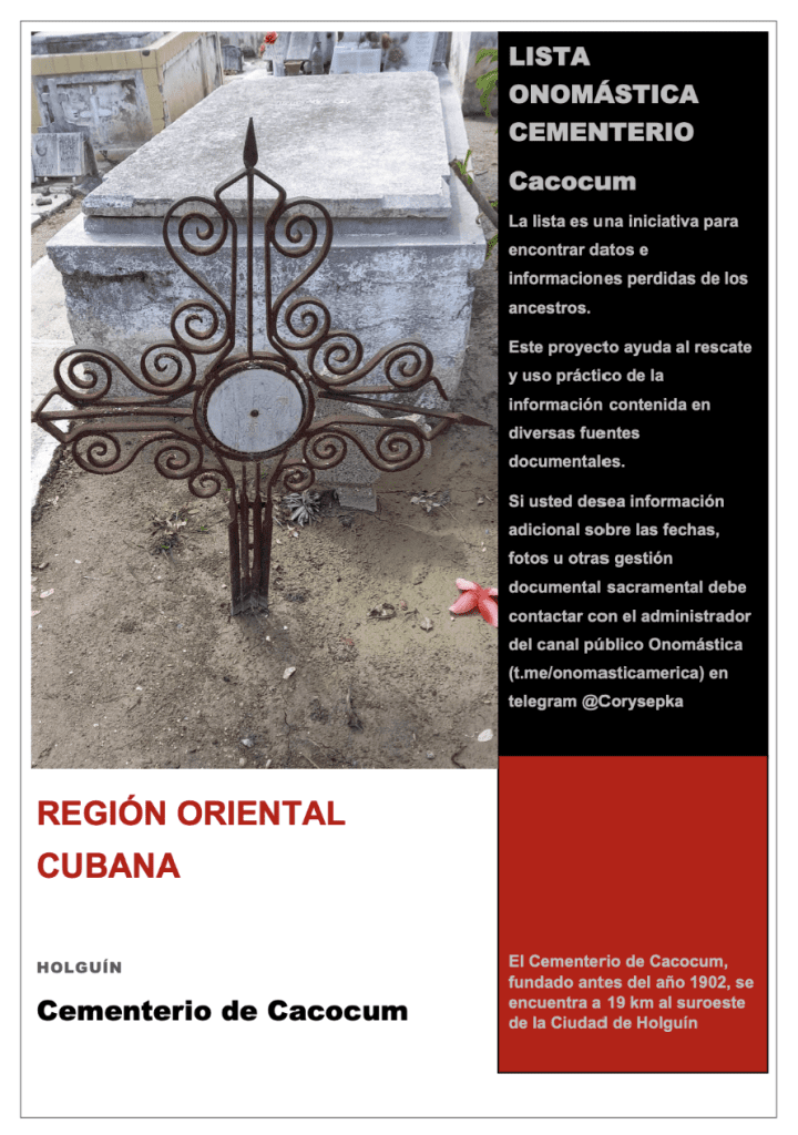 Lista Onomastica: Cemeteries - Cuba Research Project